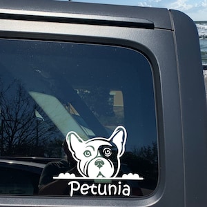 French Bulldog Dog Decal, Name Personalized, Peeking Dog Decal, Car ...