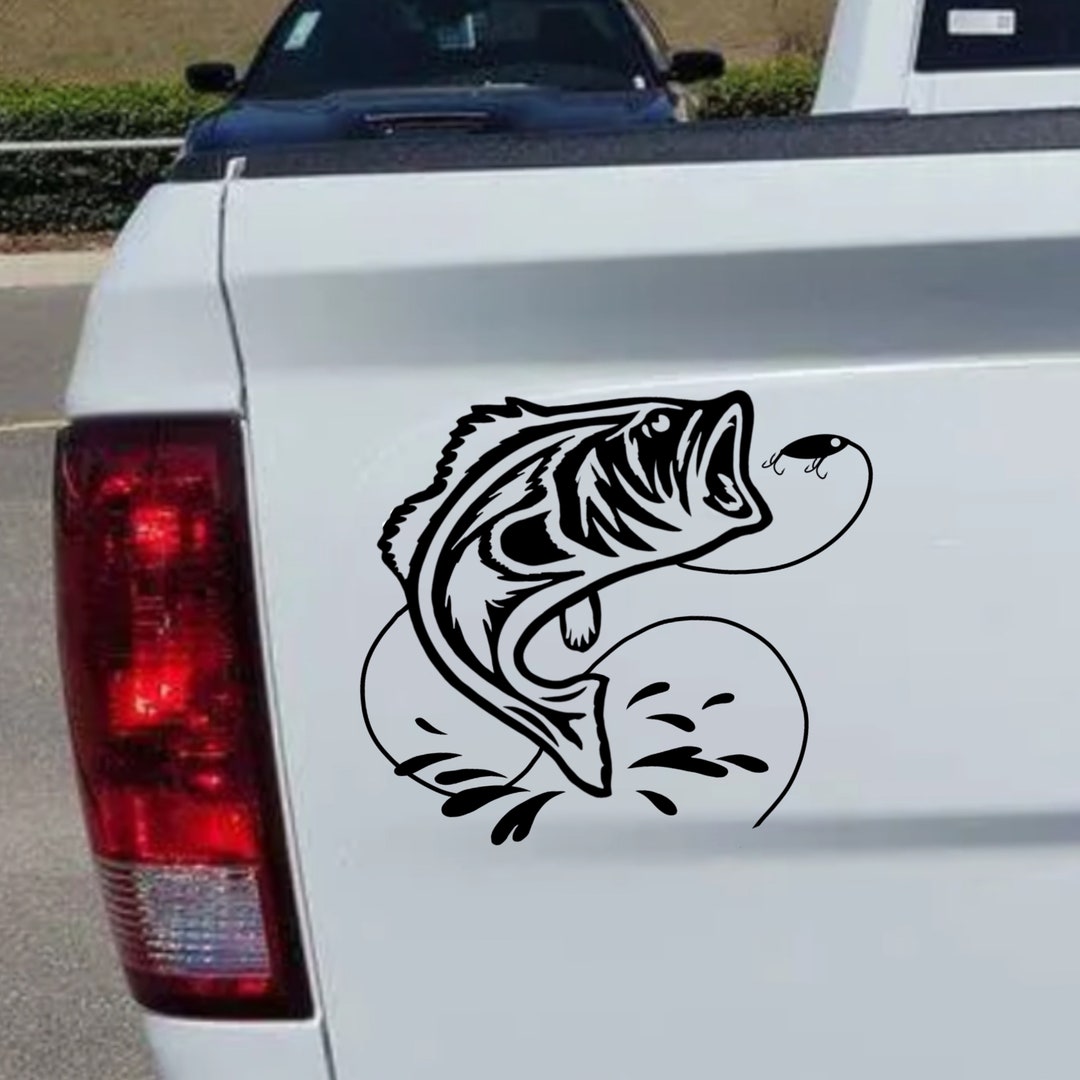 Bass Fishing Decal Sticker. Largemouth Bass Car Window Sticker. Jumping ...