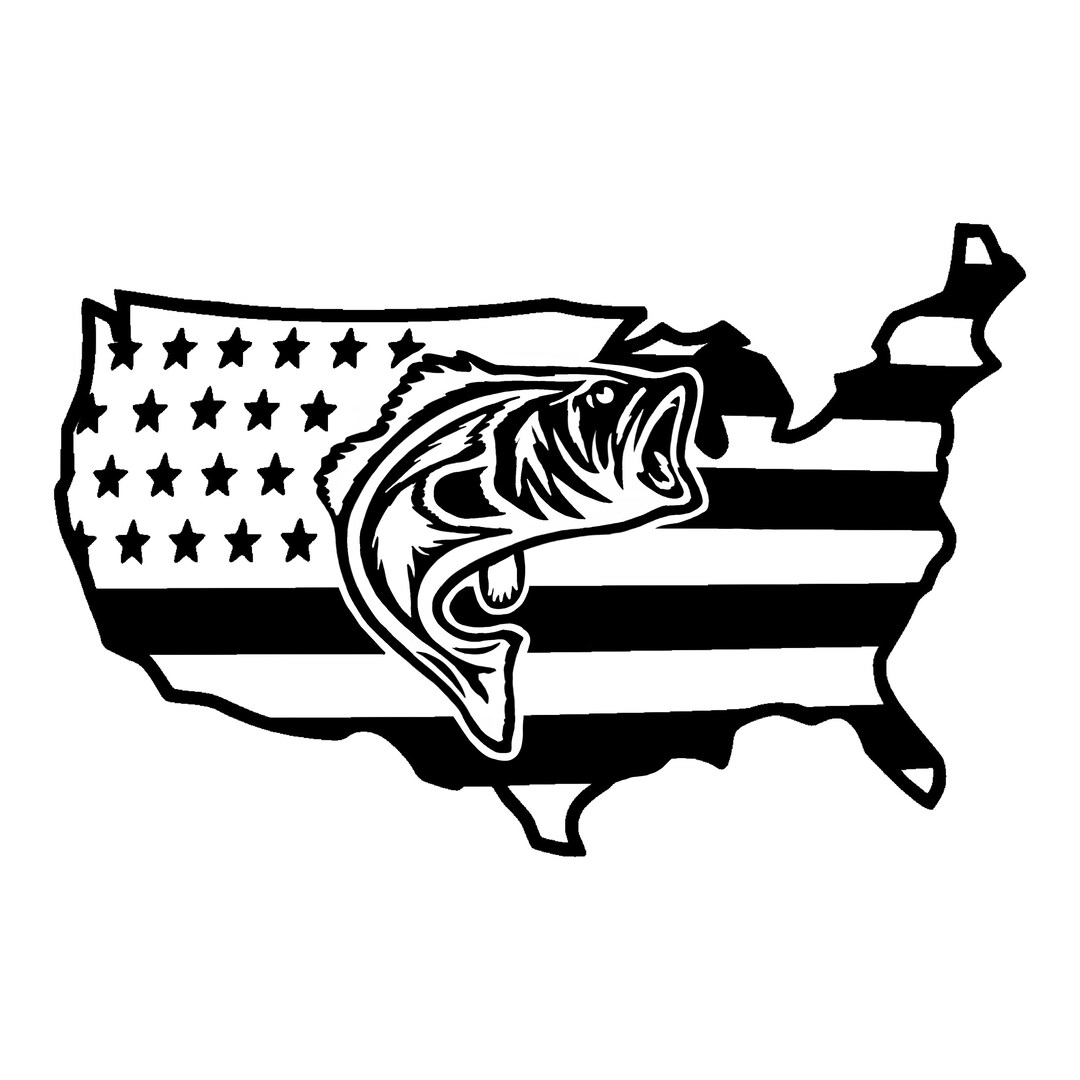 Largemouth Bass And Us Flag Decal Sticker For Car Windows Etsy