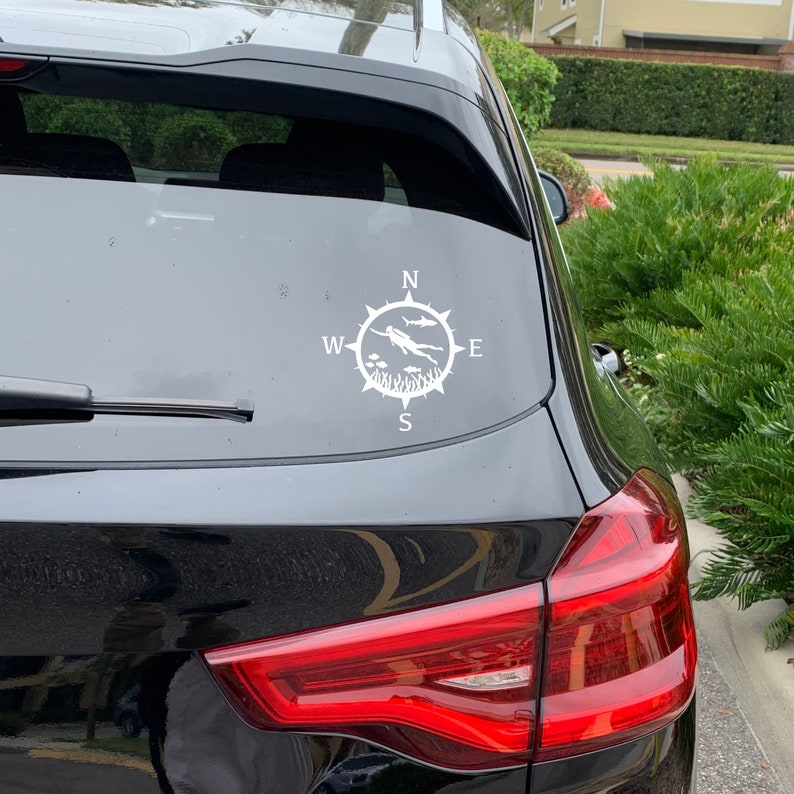Scuba Diver Compass Decal. Scuba Diver Car Decal. Apply to Car - Etsy