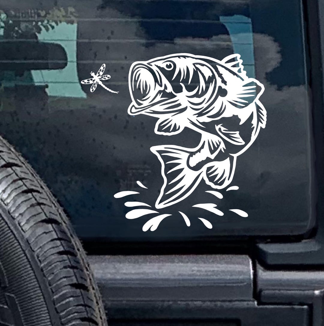Jumping Largemouth Bass Fish Decal for Car or Truck Window. Vinyl Bass ...