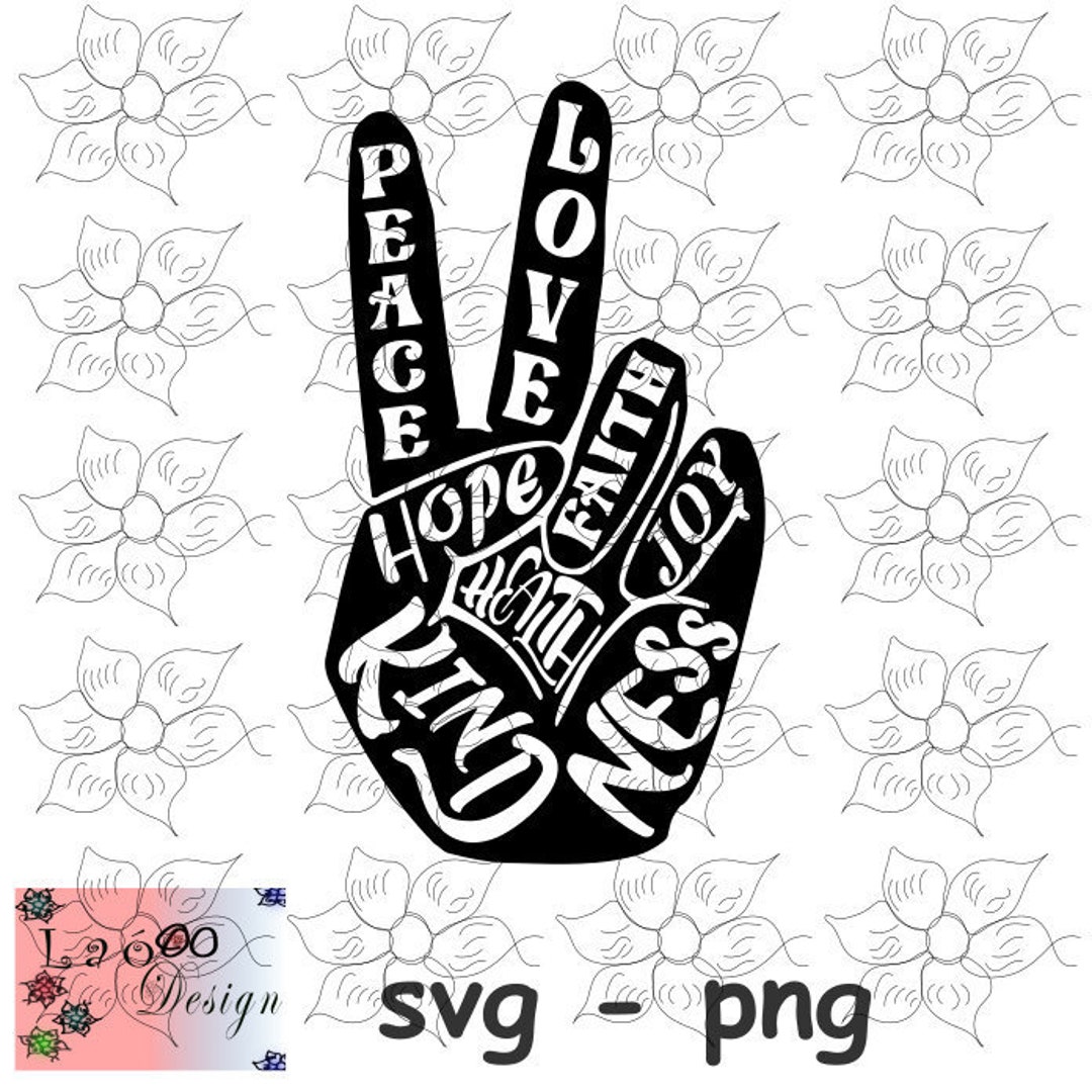 Peace and Love Hand Sign Svg, V Sign With Hand, Hand Gesture of Peace ...