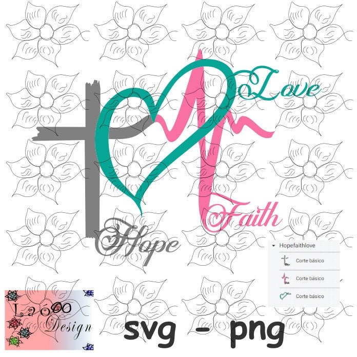 Faith Hope Love Hearts Svg, Christian Peace Svg, Heart Cross Wave ...