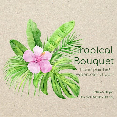 Hand Painted Watercolor Tropical Clipart Tropical Watercolor | Etsy
