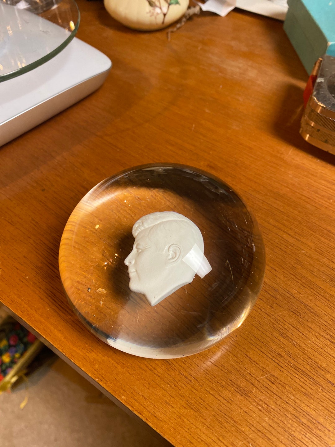 JFK Glass Sulphide Paperweight - Etsy