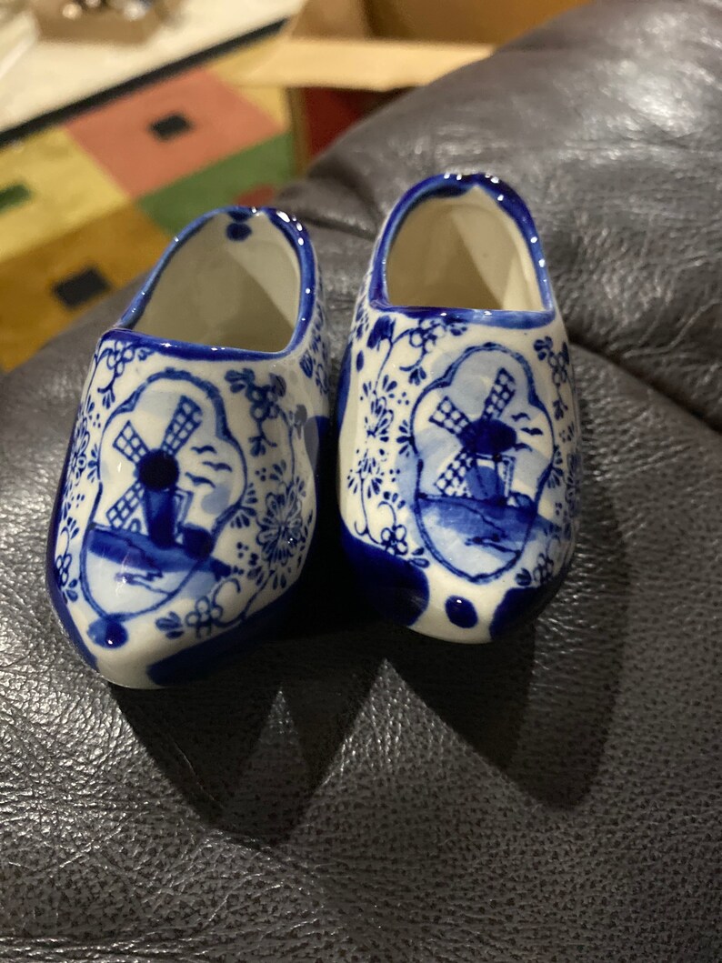 Vintage Delft Hand Painted Clogs - Etsy