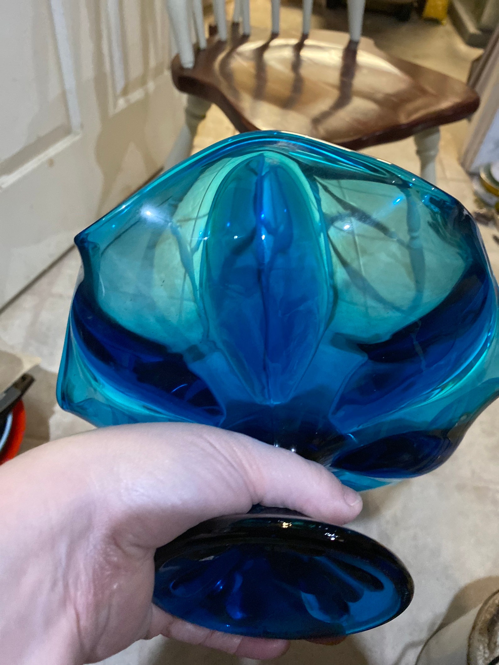 Gorgeous Mid Century Blue Glass Dish | Etsy