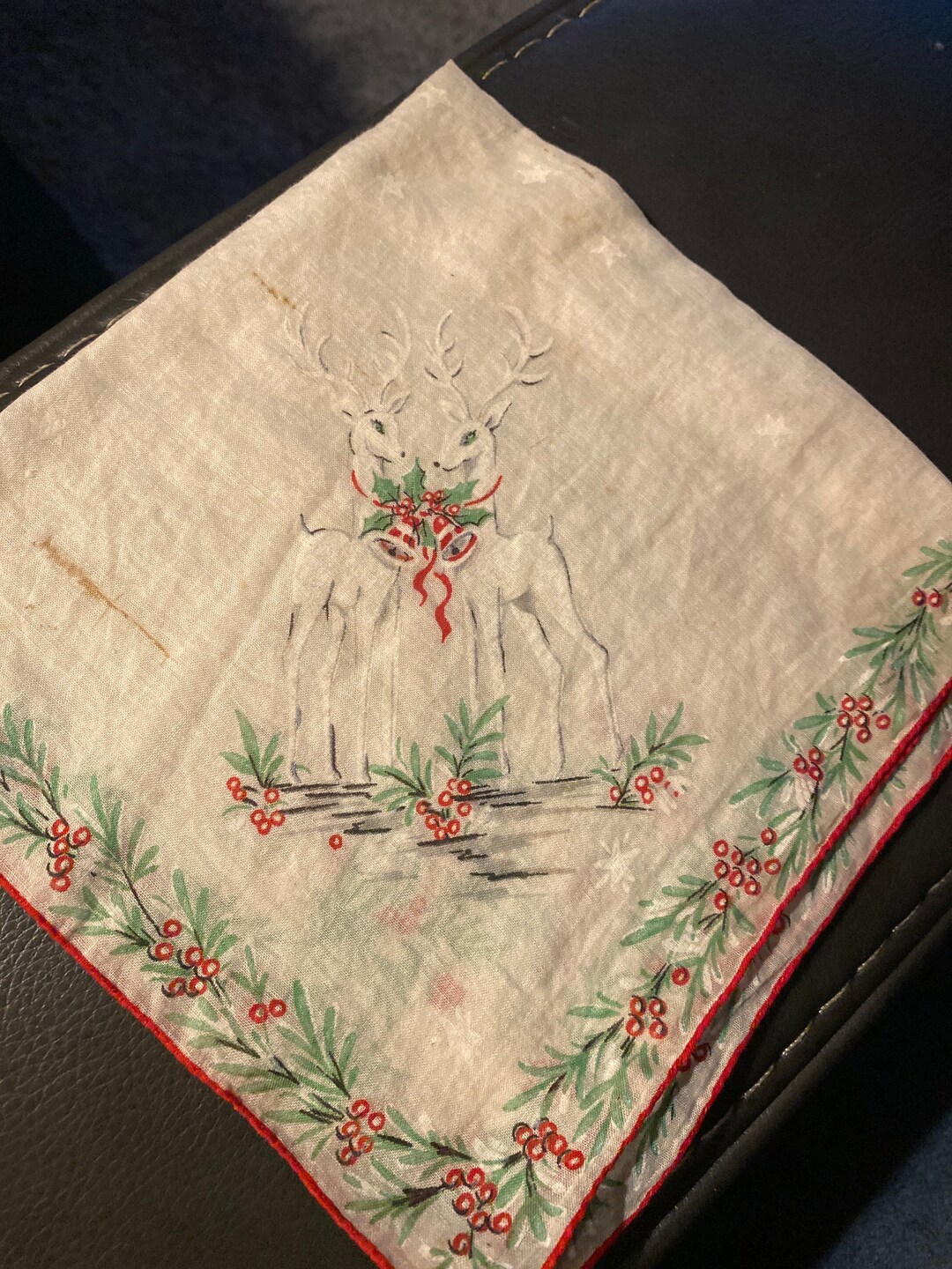 Vintage Christmas Handkerchief - Etsy
