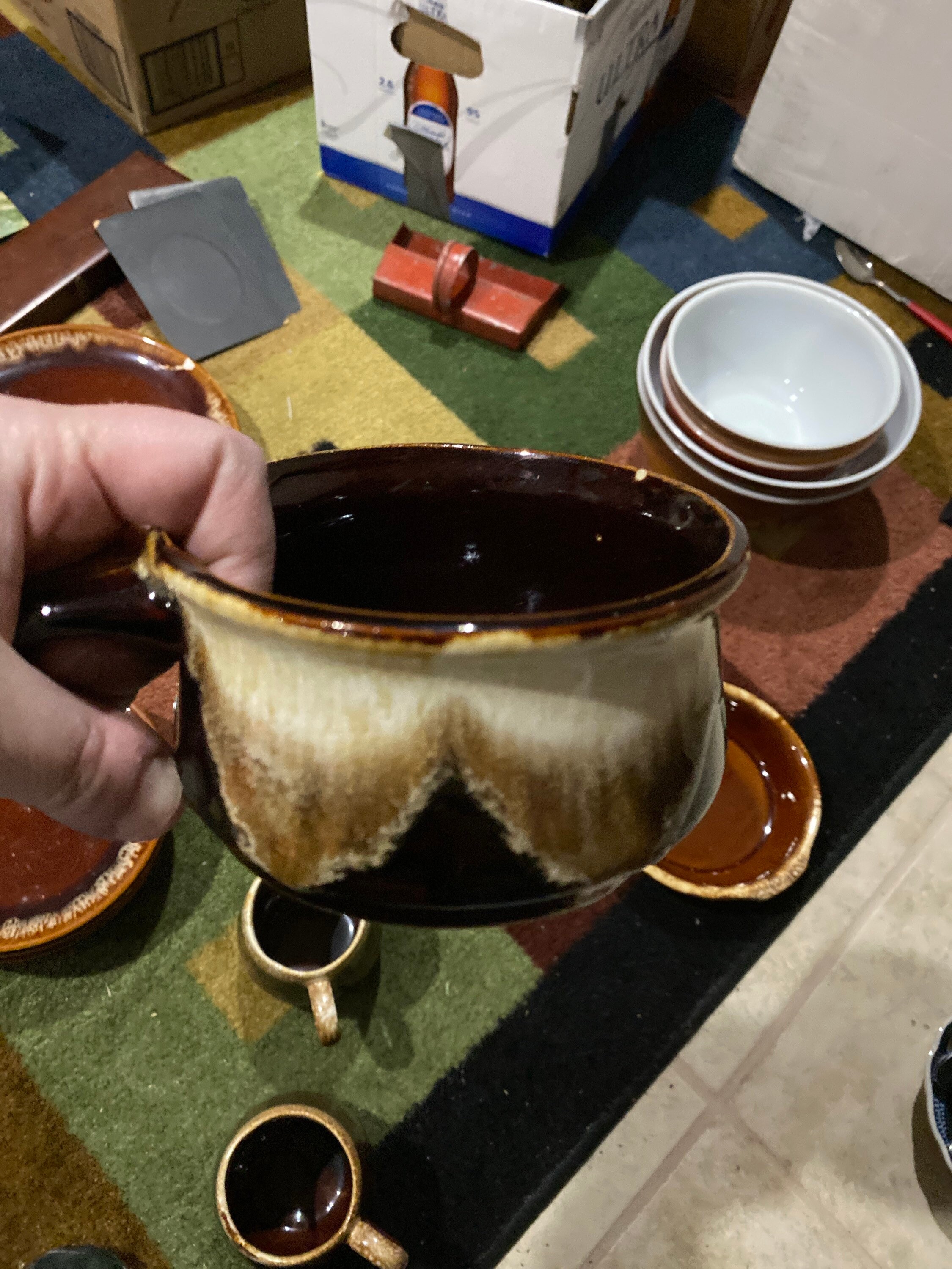 Brown drip dinnerware lot | Etsy