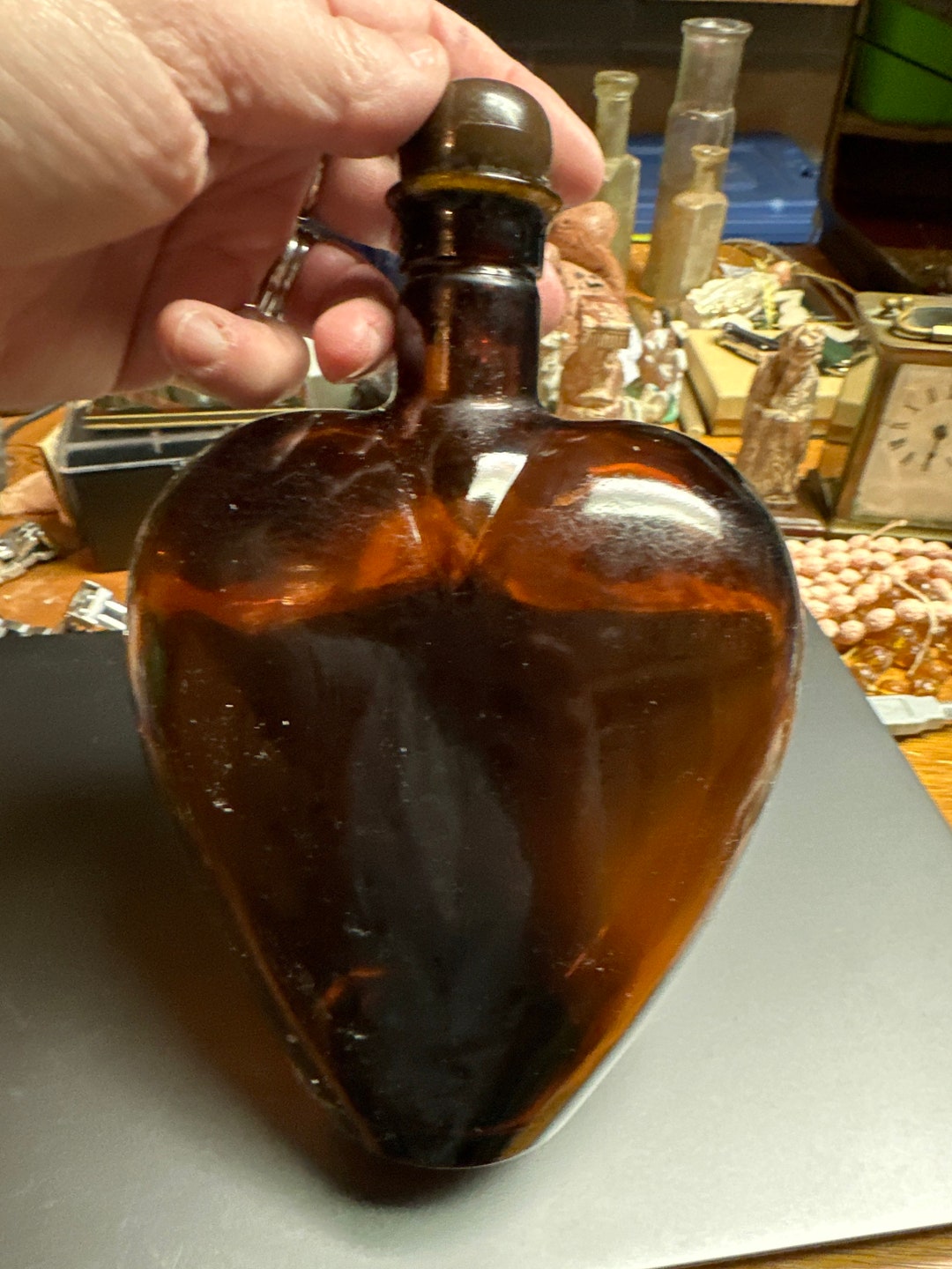 Amber Heart Shaped Bottle - Etsy