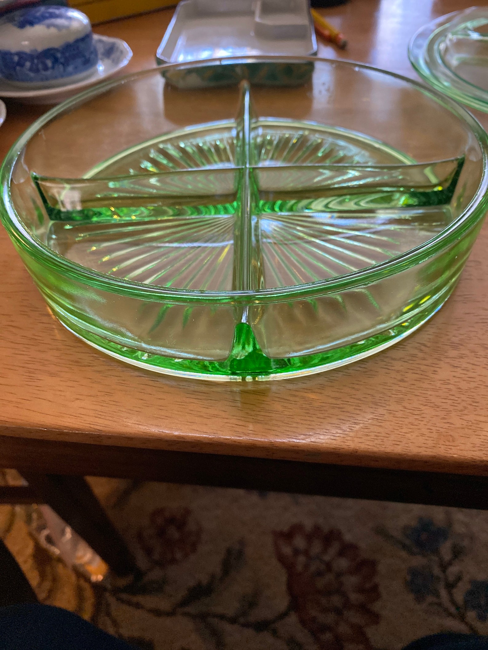 Depression Green Glass Divided Bowl - Etsy