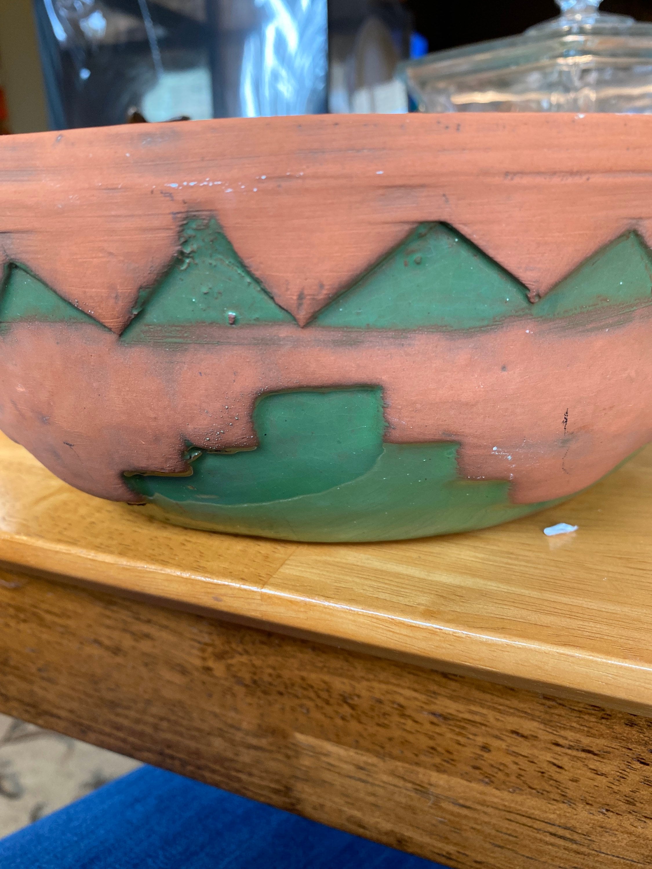Terra-cotta Redware Pottery Bowl With South West Pattern - Etsy