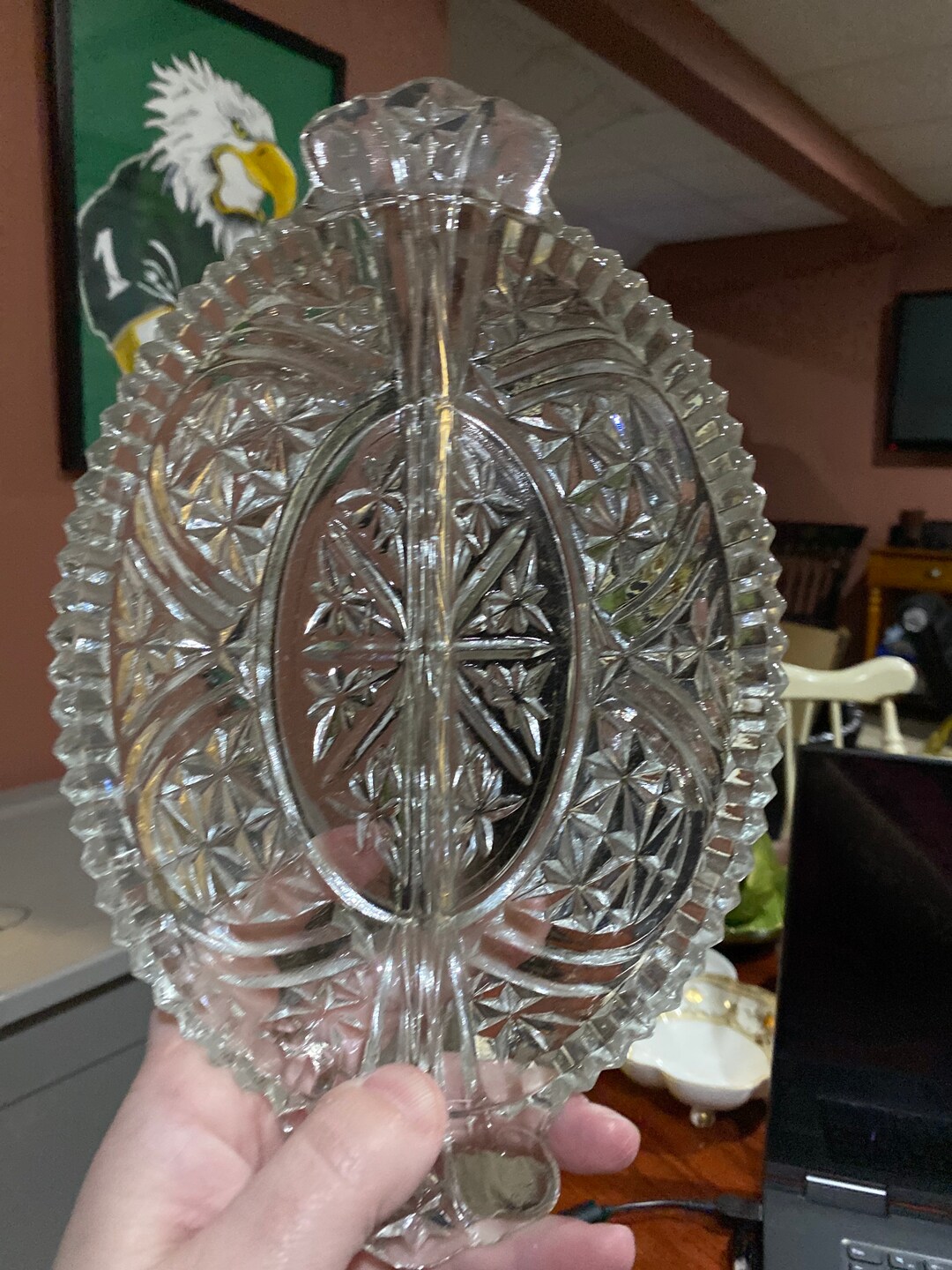 Cut Glass Divided Bowl - Etsy