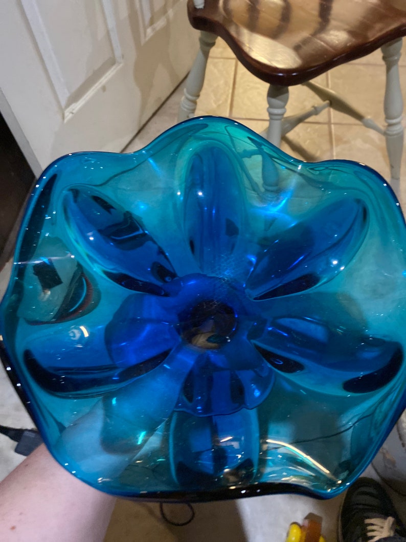 Gorgeous Mid Century Blue Glass Dish - Etsy