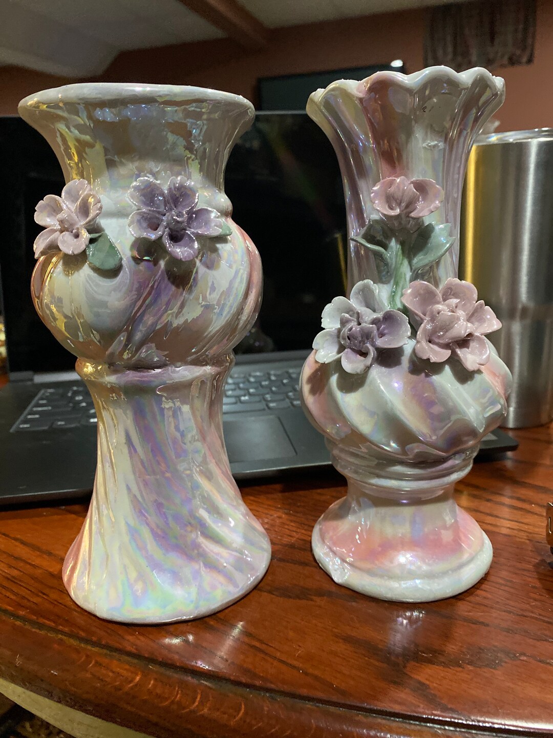 Set of Two Pearlized Vases - Etsy