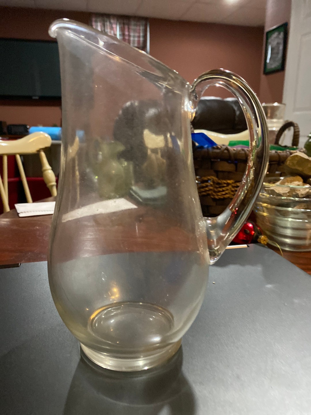 Vintage Clear Glass Pitcher - Etsy