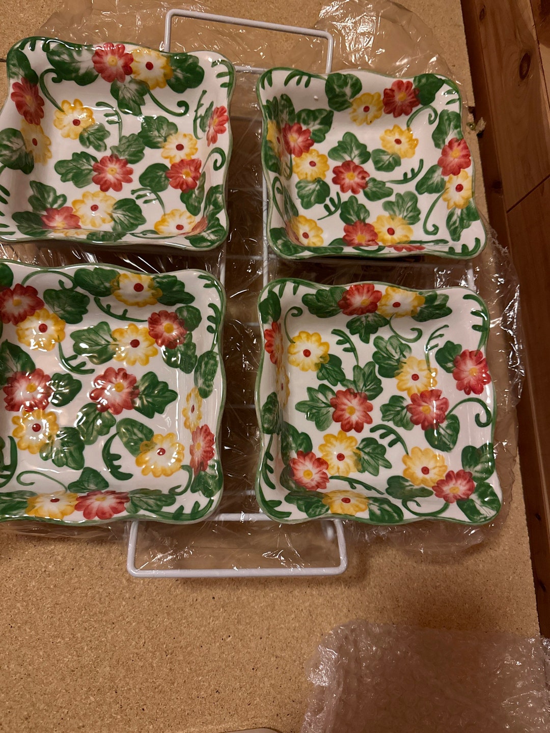 Temptations Floral Embroidery Rattan and Wire Serving Set - Etsy