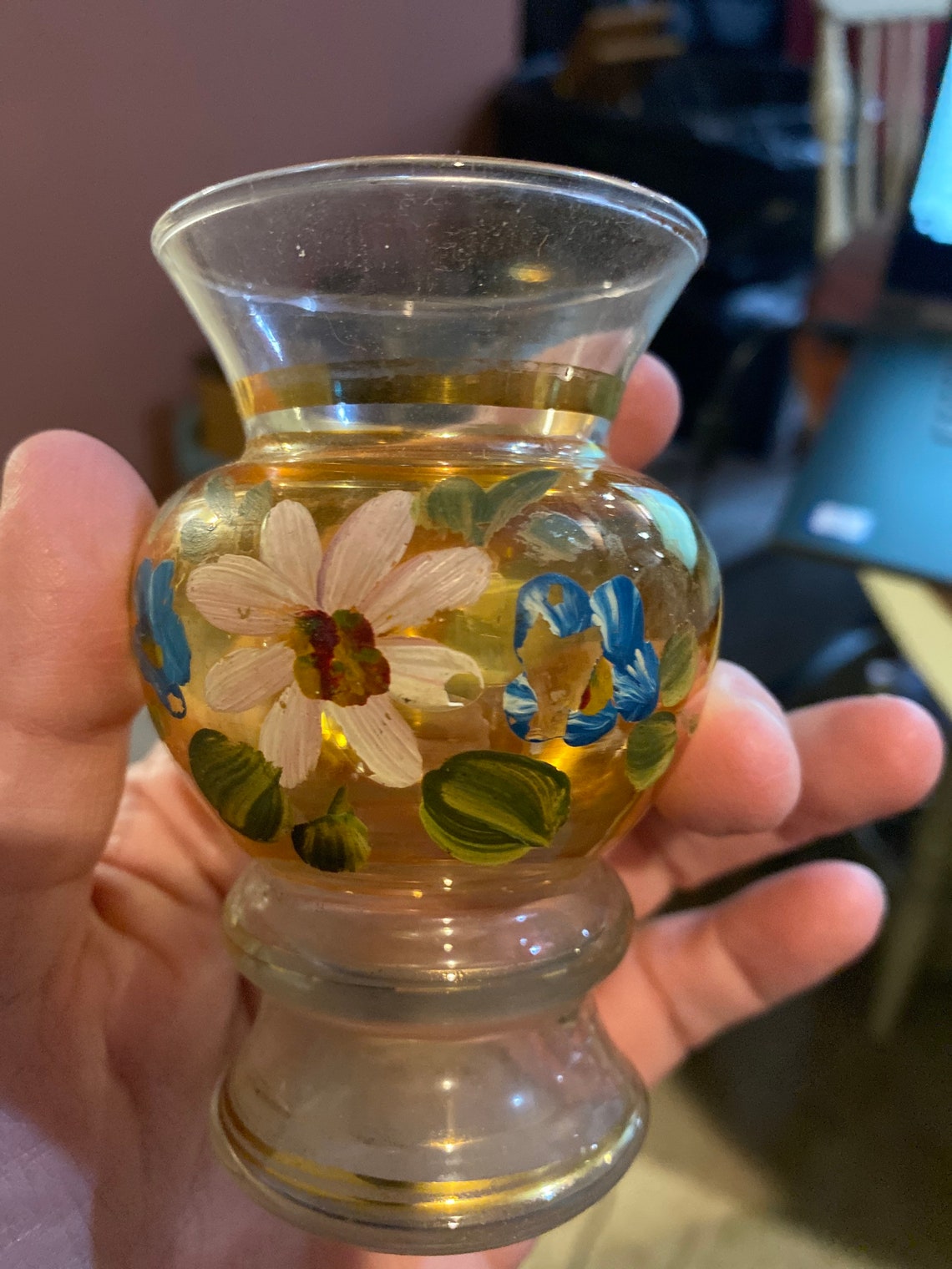 2 pieces of gold luster mini vases | Etsy