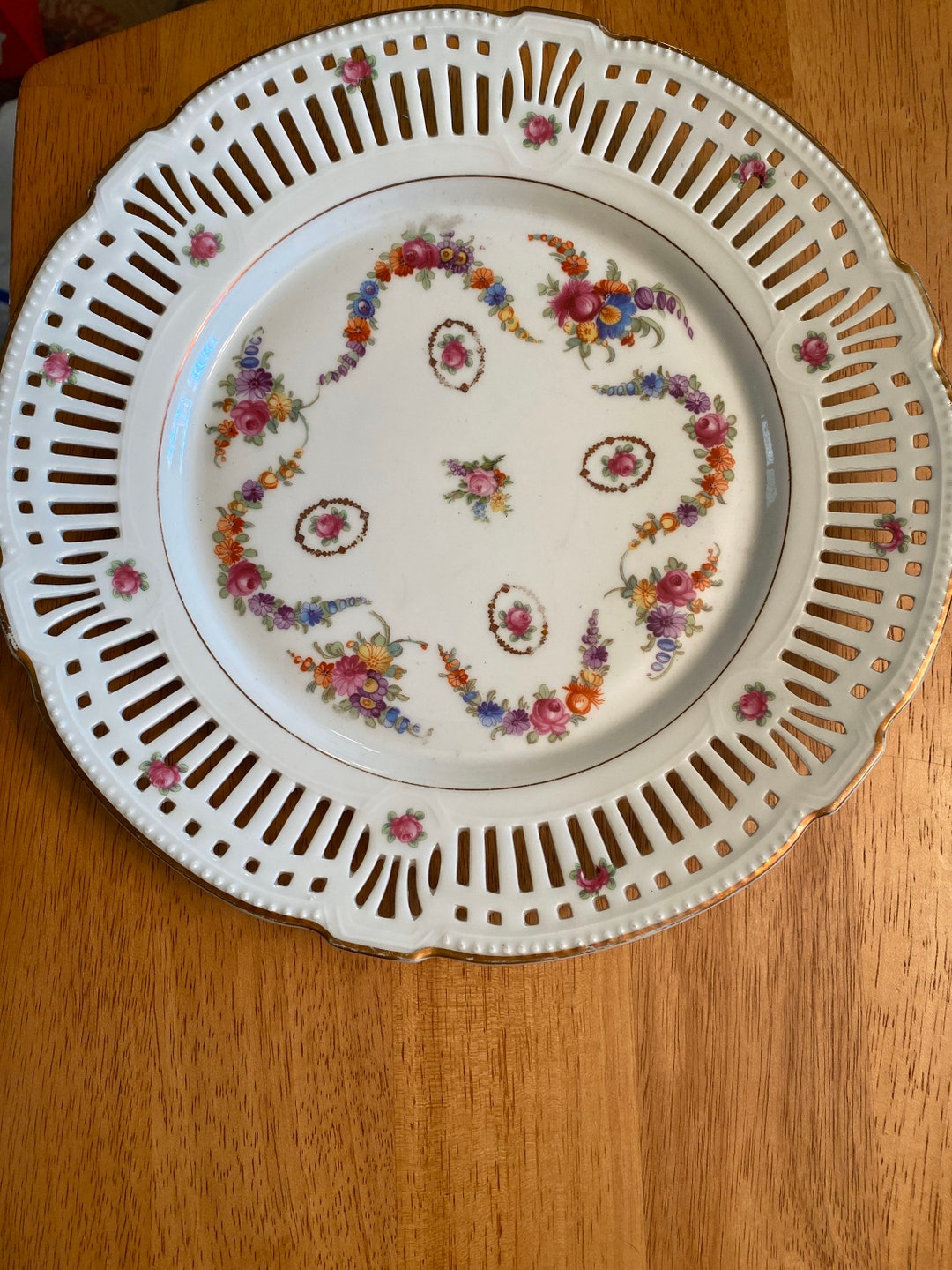 Beautiful Reticulated Porcelain Plate - Etsy