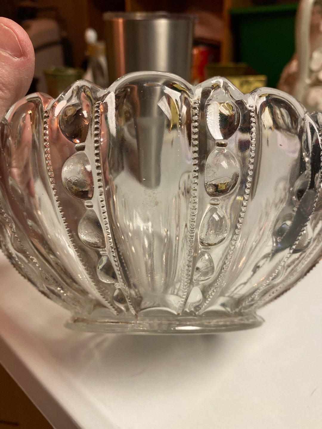 Glass Bowl With Teardrop Design - Etsy