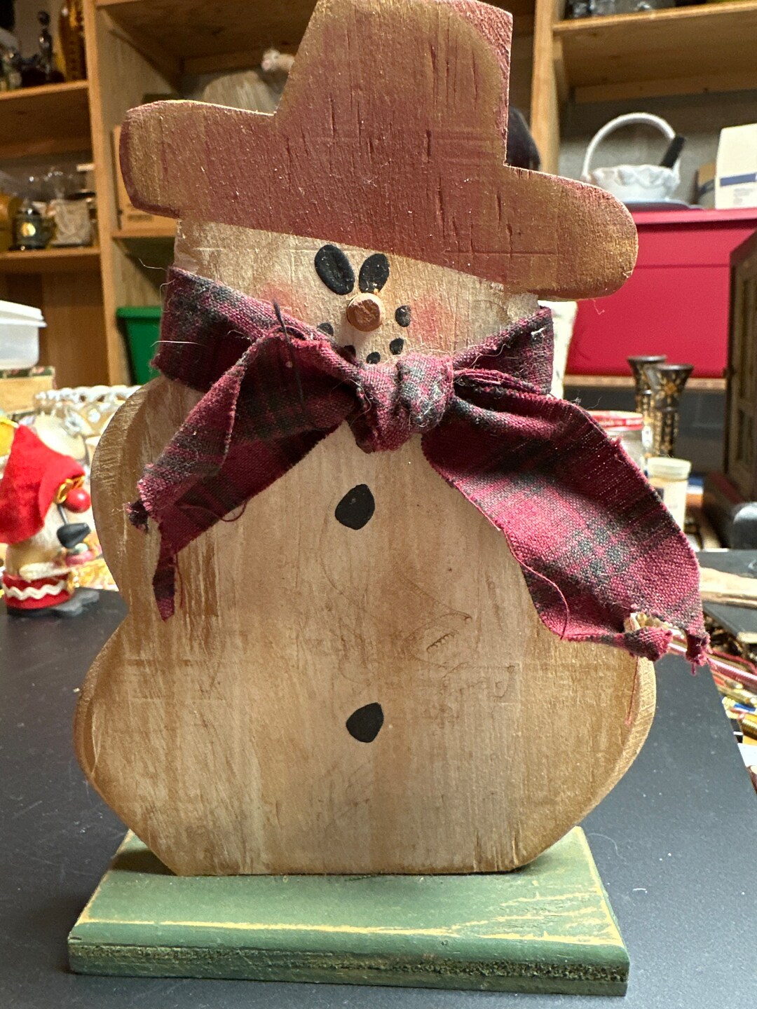 Adorable Wooden Snowman on Stand - Etsy