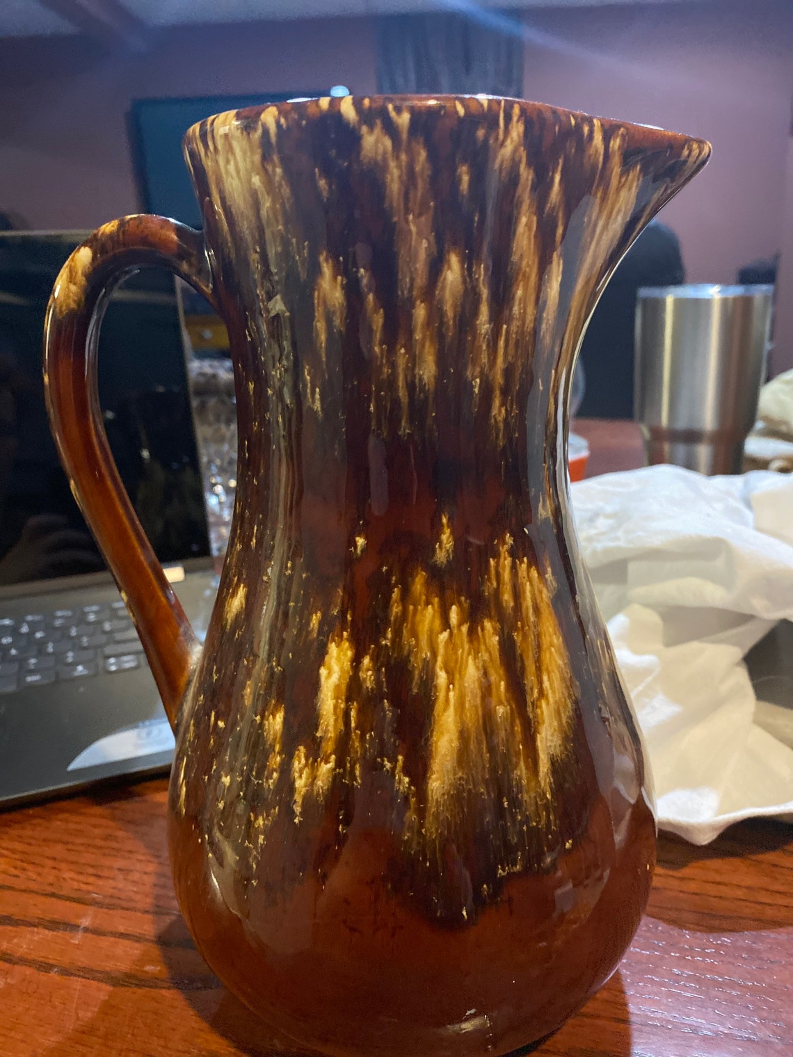 Vintage Roseville brown drip pitcher | Etsy