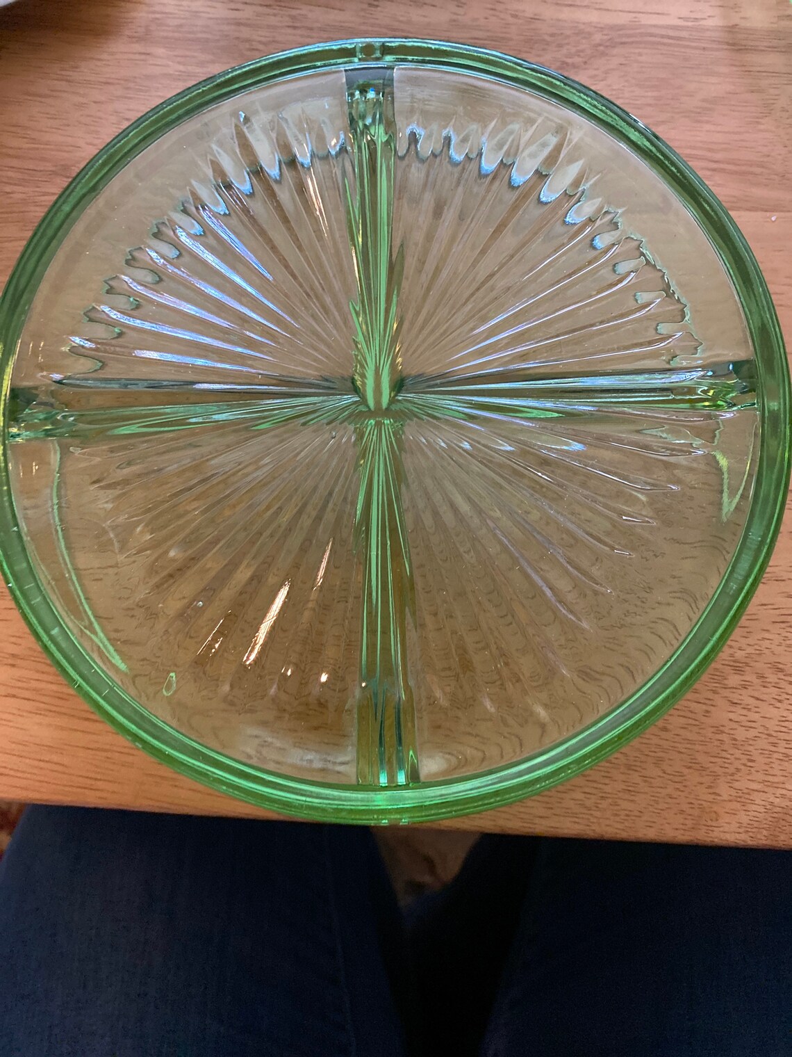 Depression Green Glass Divided Bowl - Etsy