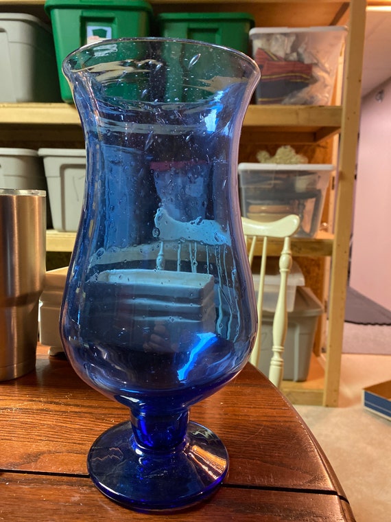 Beautiful Blue Hand Blown Glass Vase | Etsy