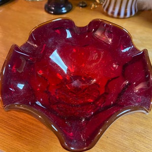 Viking Georgian Honeycomb Ruby Red Art Glass Compote | Etsy
