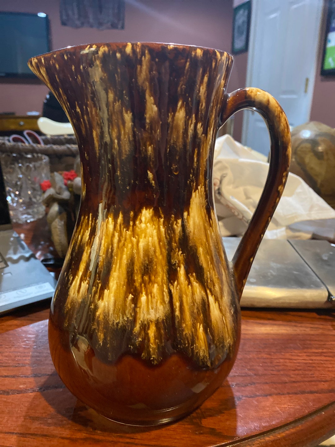 Vintage Roseville Brown Drip Pitcher - Etsy