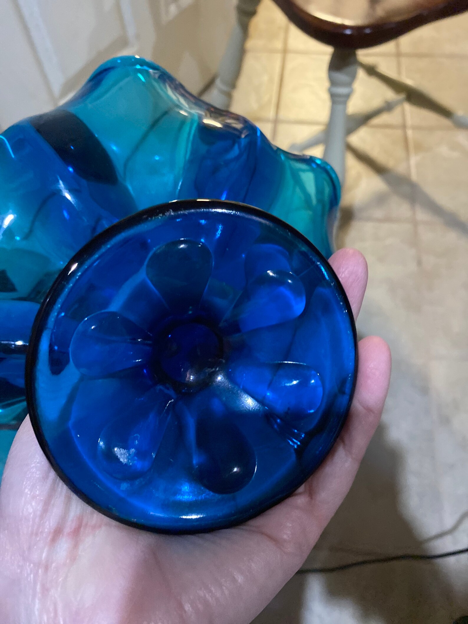 Gorgeous Mid Century Blue Glass Dish | Etsy