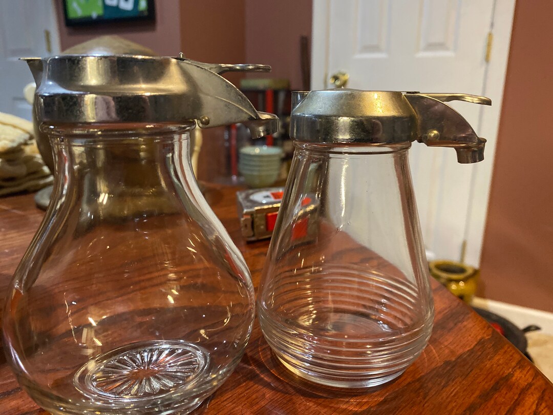 2 Vintage Glass Syrup Jars - Etsy