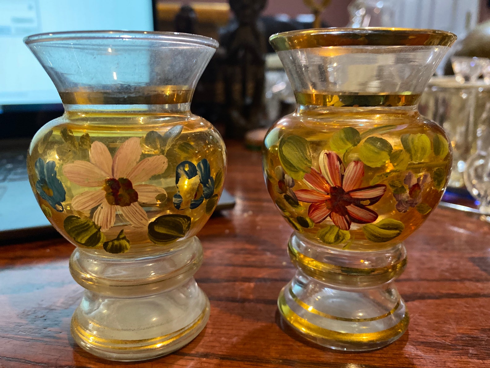 2 Pieces of Gold Luster Mini Vases - Etsy UK