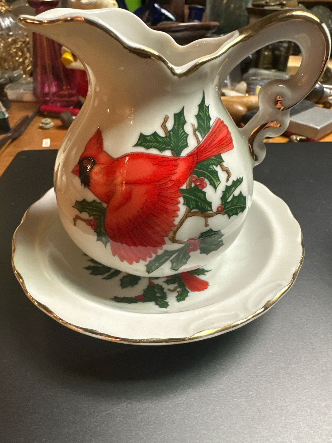 Lefton Cardinal Creamer and Basin - Etsy