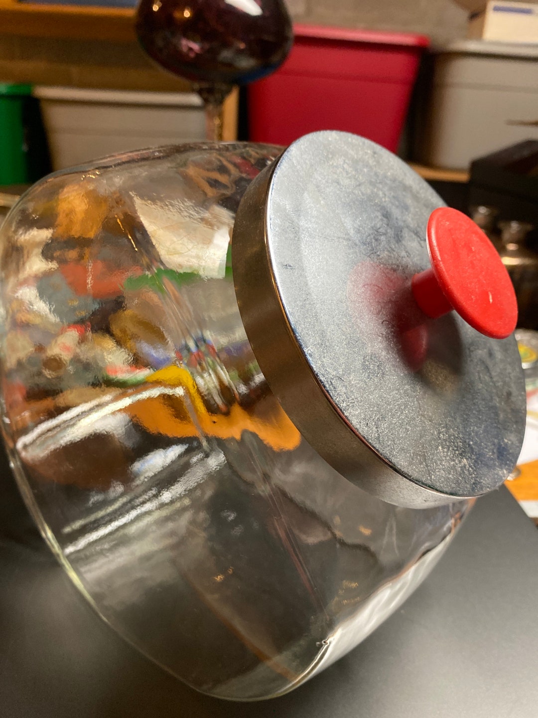 Vintage Glass Candy Jar - Etsy