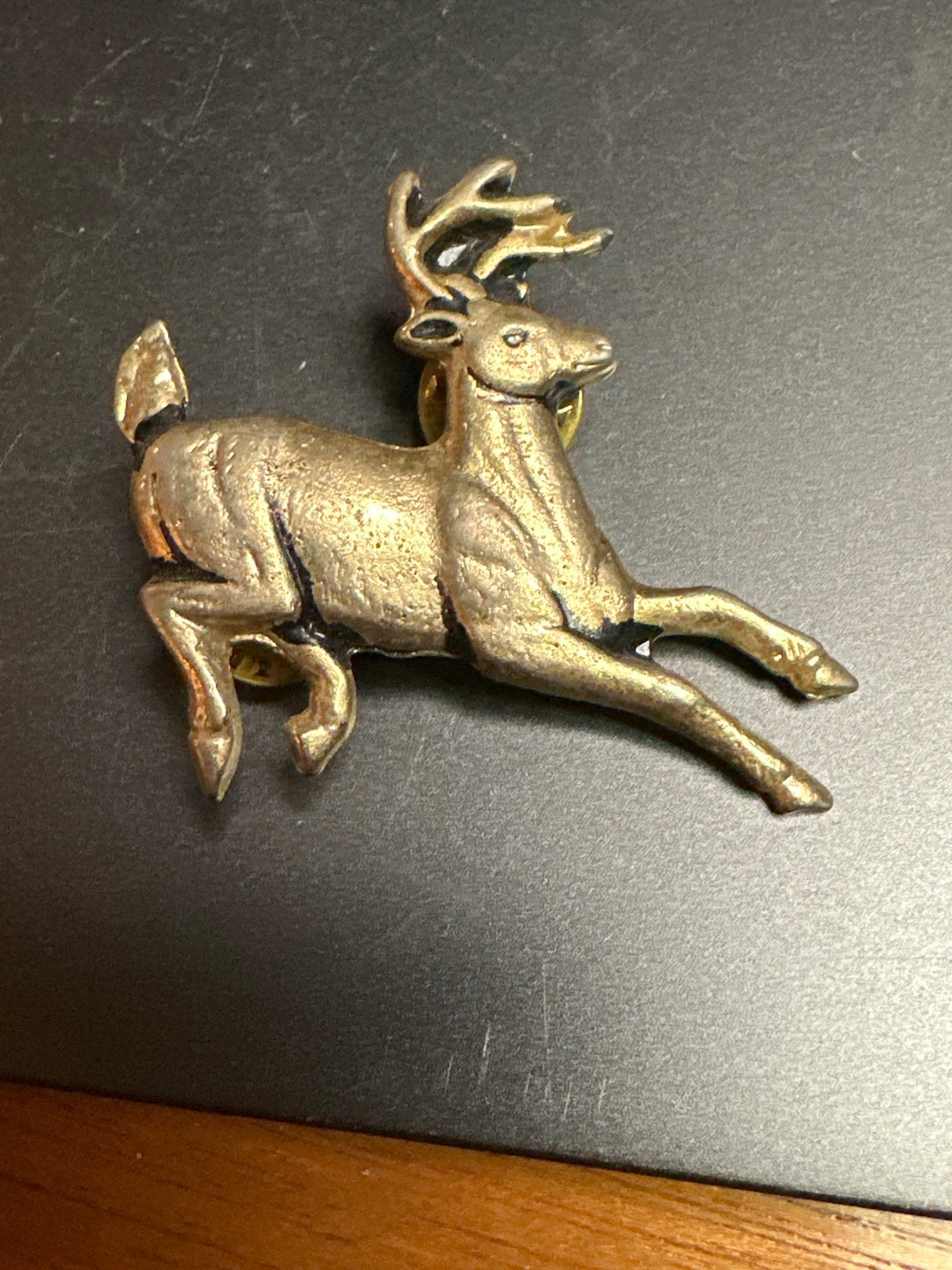 Gold Tone Reindeer Pin - Etsy