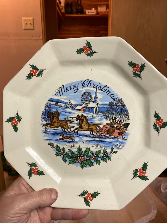 Merry Christmas Plate - Etsy