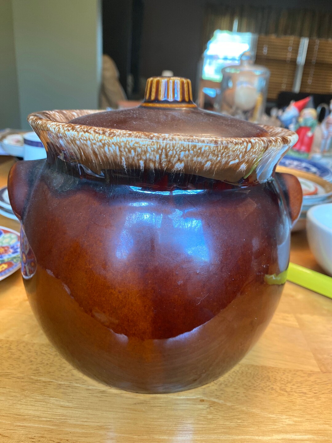 This is a 1960 to 1970s Hall Oven Ware Brown Drip Glaze Bean Pot - Etsy