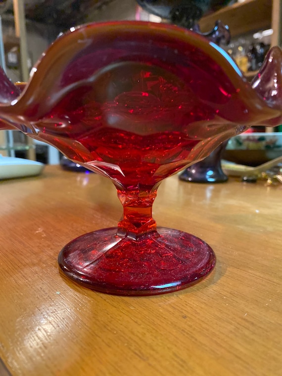Viking Georgian Honeycomb Ruby Red Art Glass Compote | Etsy