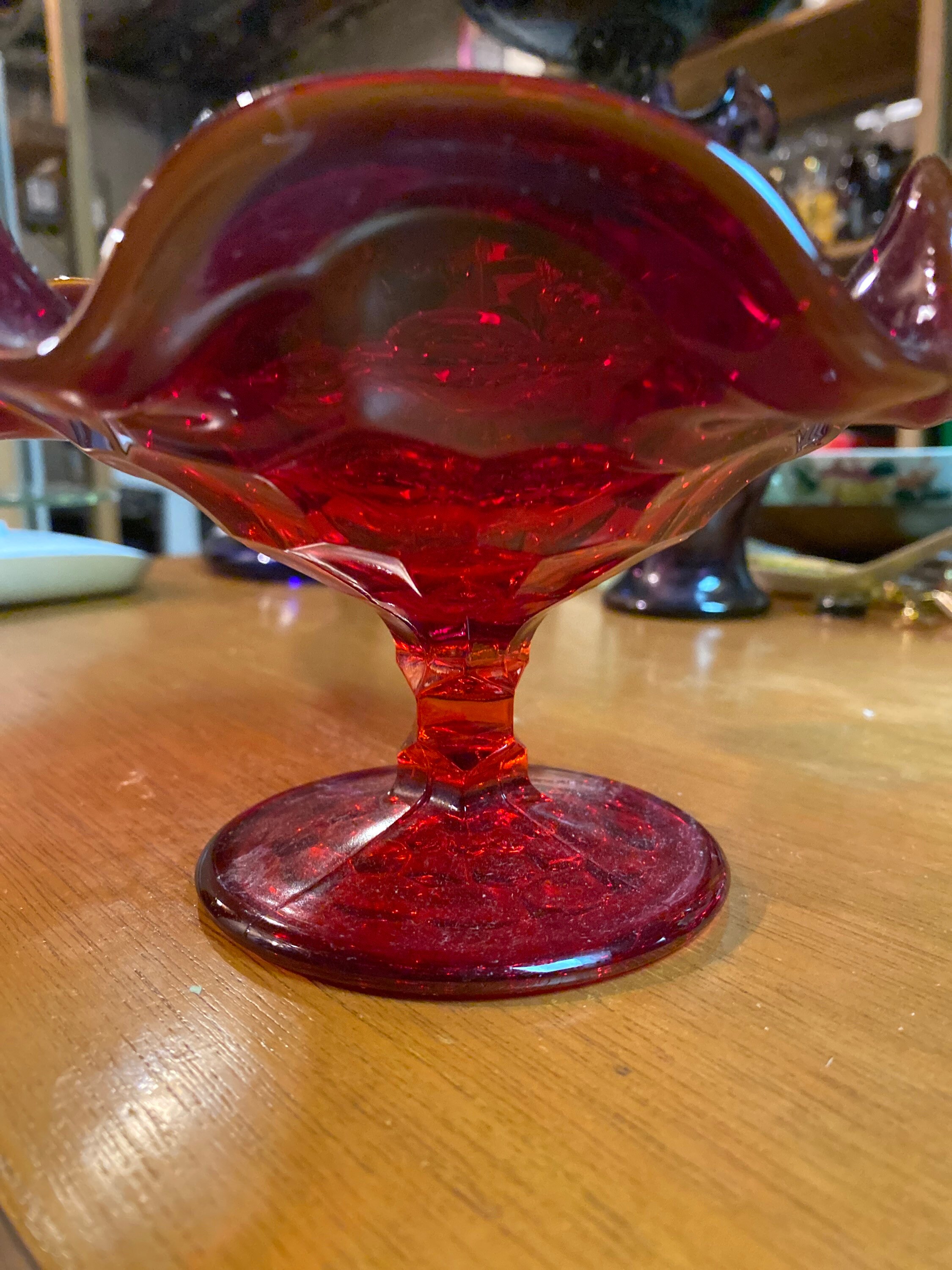 Viking Georgian Honeycomb Ruby Red Art Glass Compote - Etsy