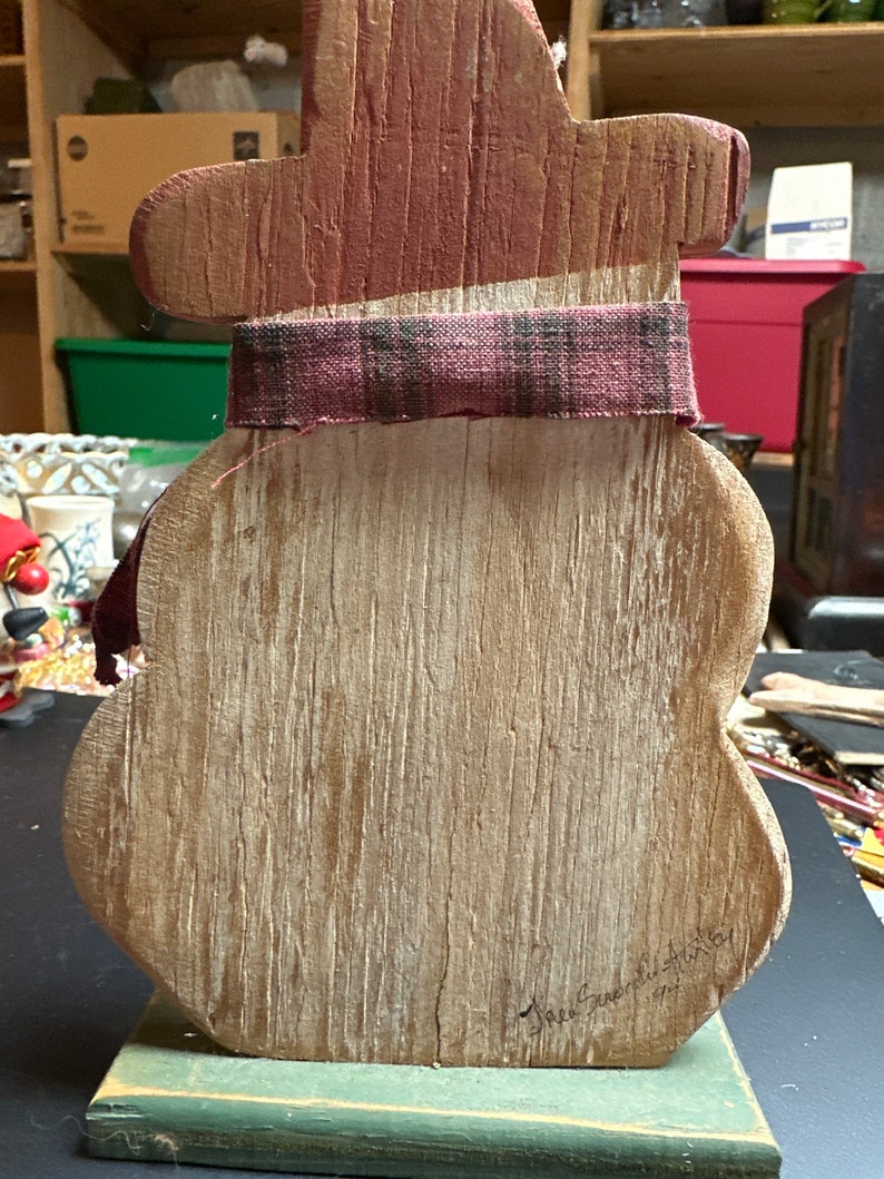 Adorable Wooden Snowman on Stand - Etsy