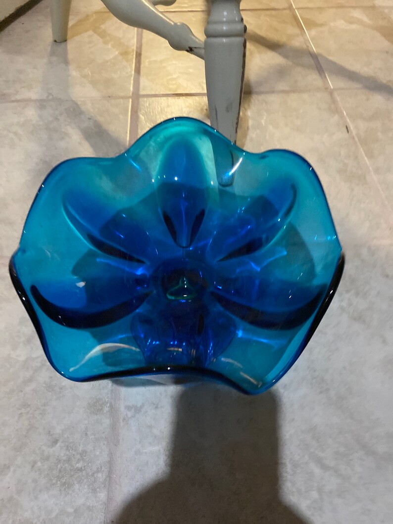 Gorgeous Mid Century Blue Glass Dish - Etsy