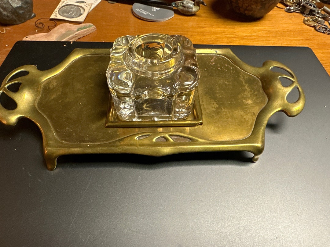 Brass and Glass Ink Well - Etsy
