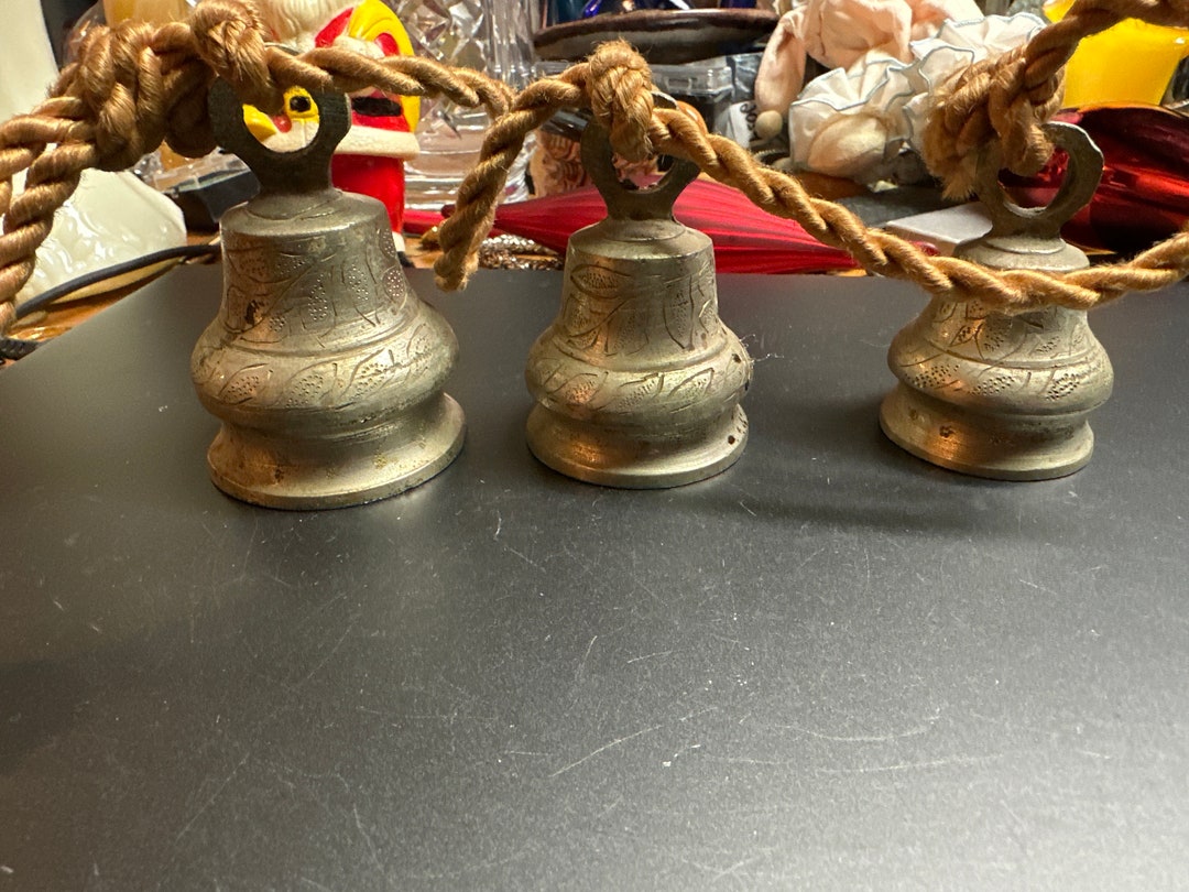 3 Cast Iron Bells on Rope - Etsy