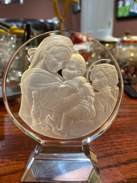 Etched glass paperweight/ decor | Etsy