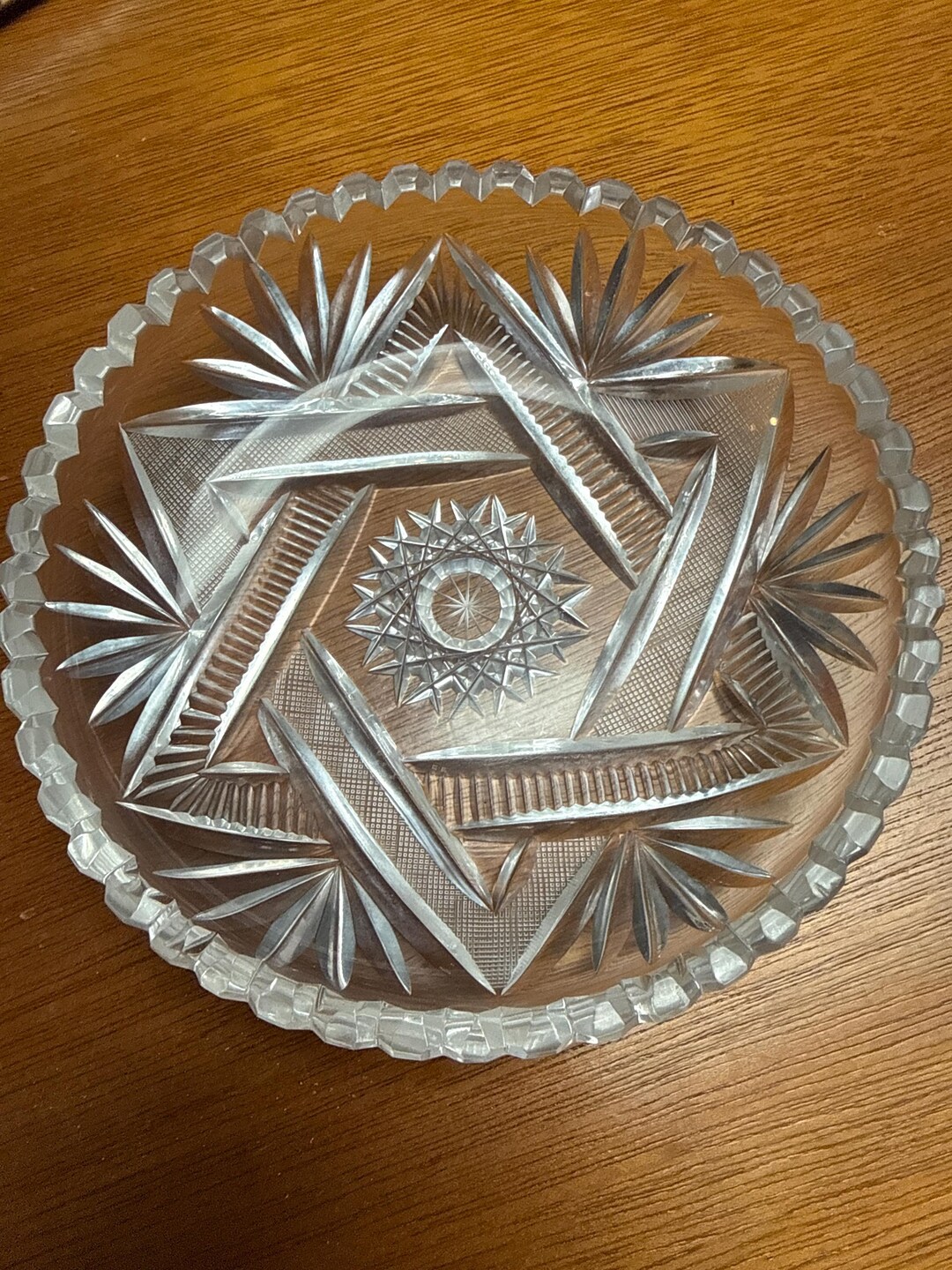 American Brilliant Period Cut Glass Bowl With Star - Etsy