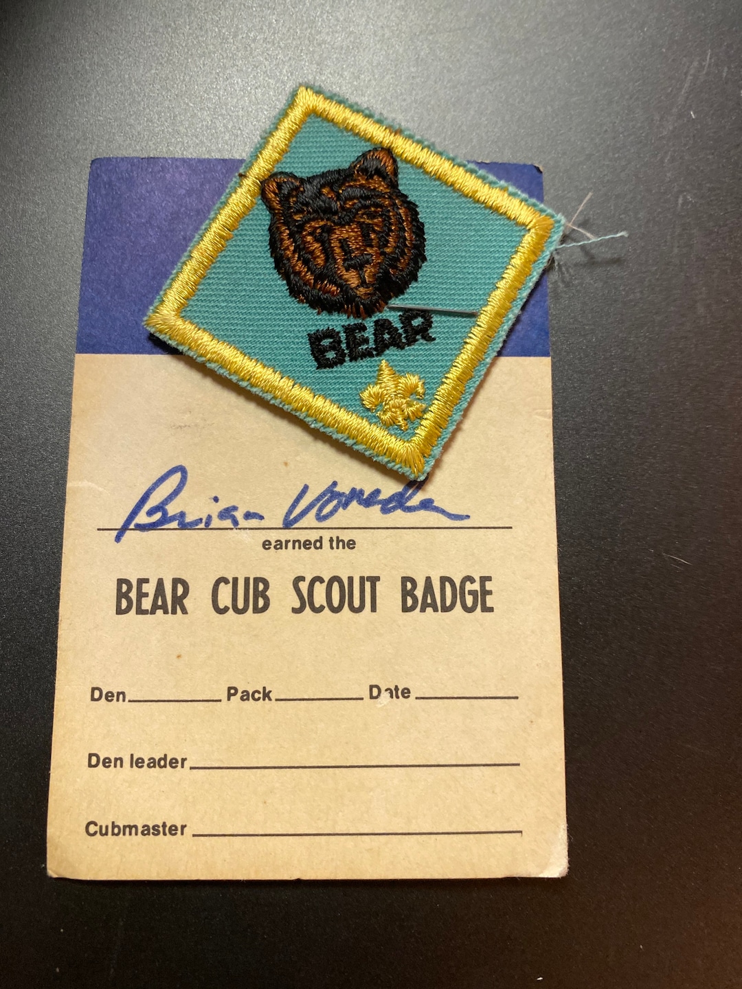 Boy Scout Bear Patch and Card From the 70’s - Etsy