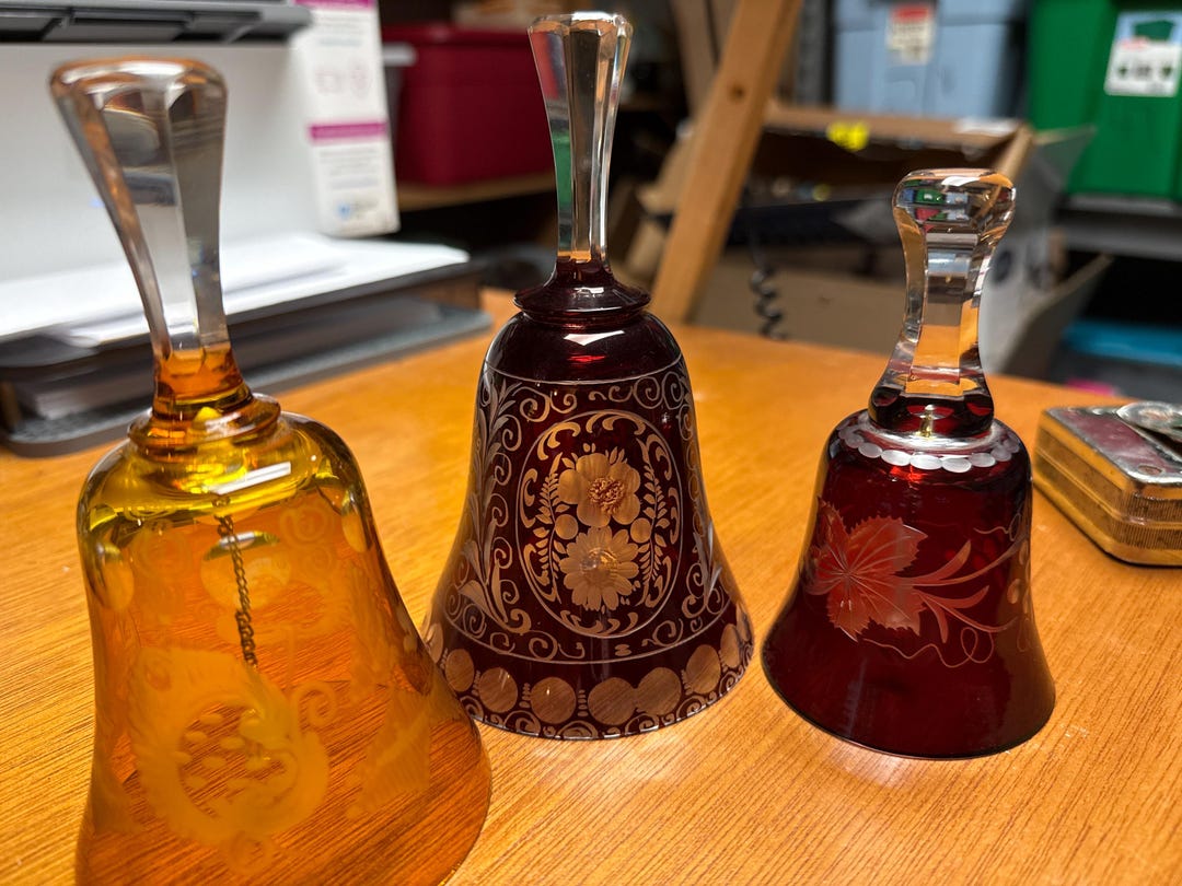 3 Pieces of Bohemian Glass Bells - Etsy