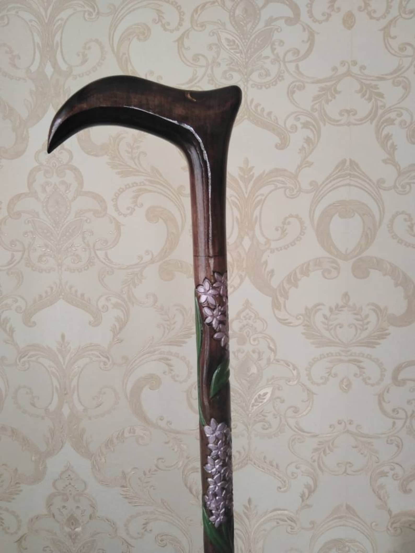 Wooden Carved Walking Cane Handmade With Geocynts | Etsy