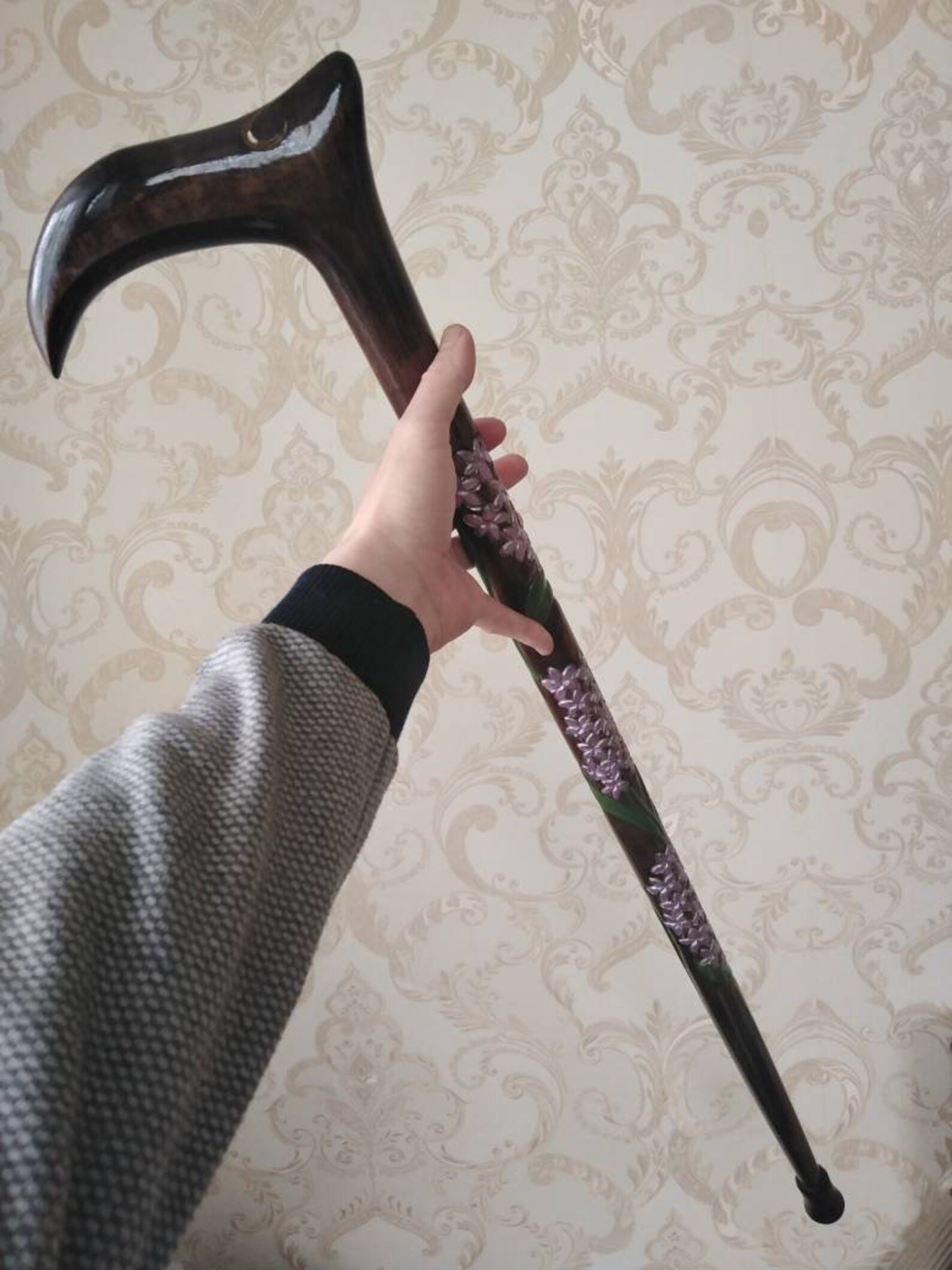 Wooden Carved Walking Cane Handmade With Geocynts | Etsy